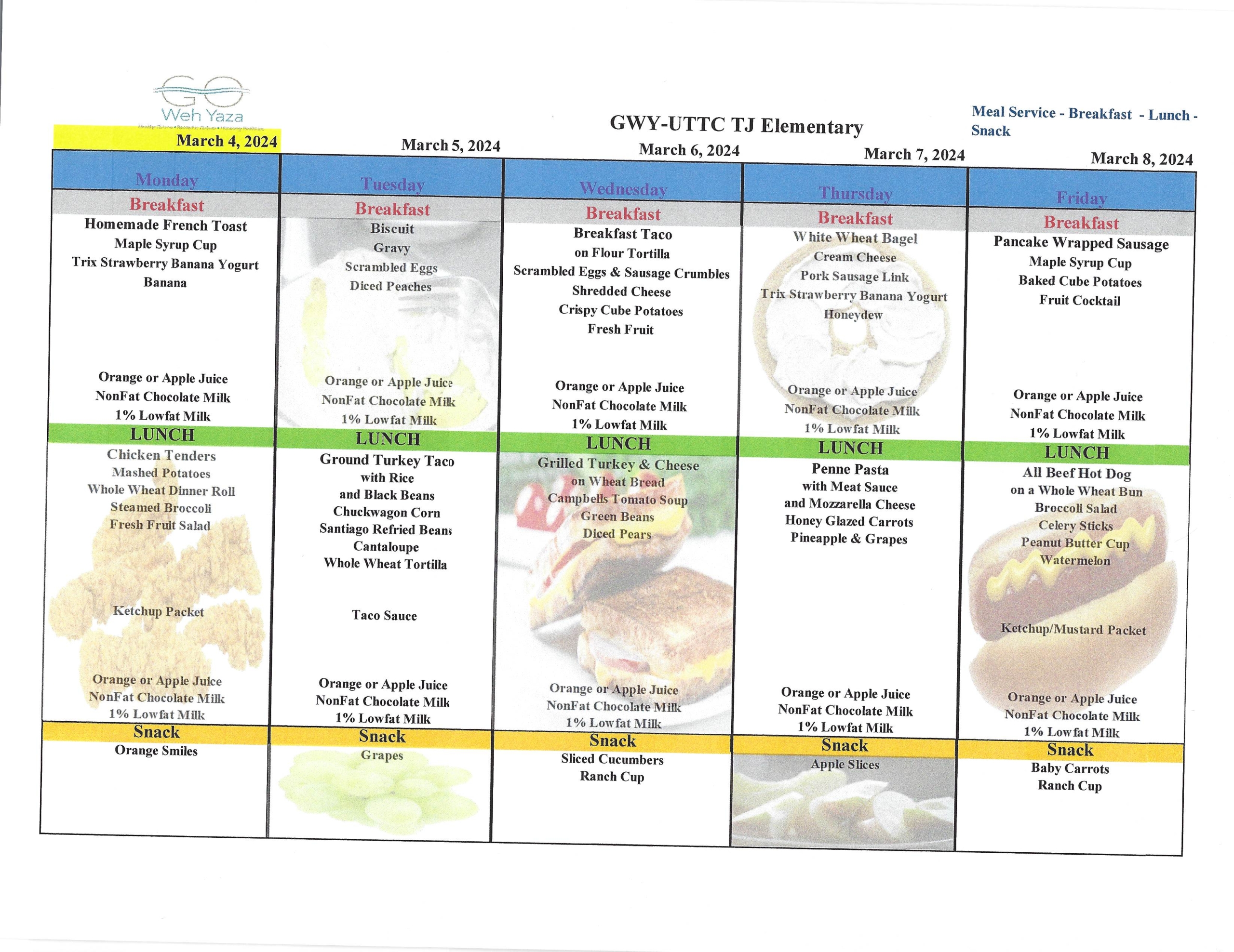 K-8 Menus - United Tribes Technical College