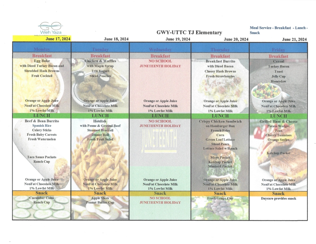 K-8 Menus - United Tribes Technical College